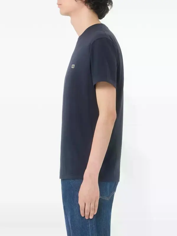 Valentino Garavani Cotton T-shirt With Vlogo Embroidery - Blue