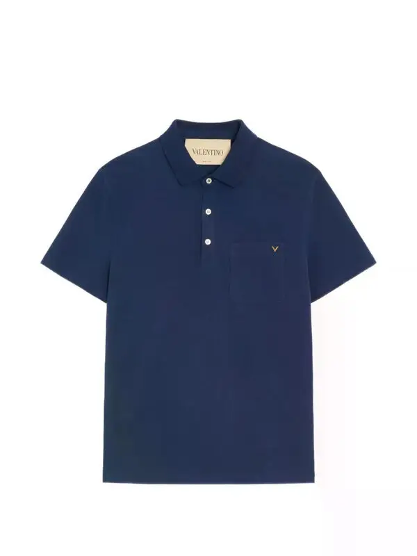 Valentino Garavani Polo Shirt In Cotton Piqué With Vgold