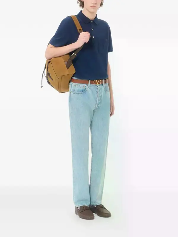 Valentino Garavani Polo Shirt In Cotton Piqué With Vgold