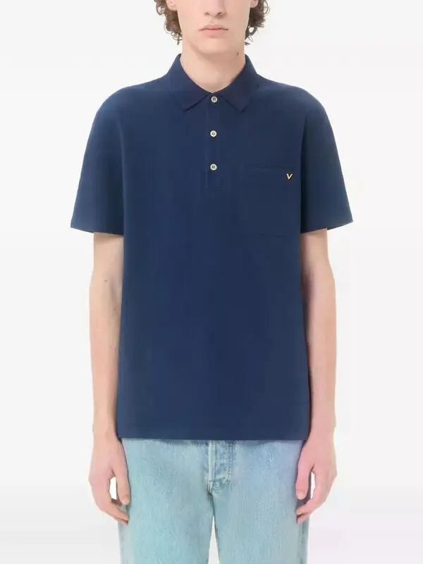 Valentino Garavani Polo Shirt In Cotton Piqué With Vgold