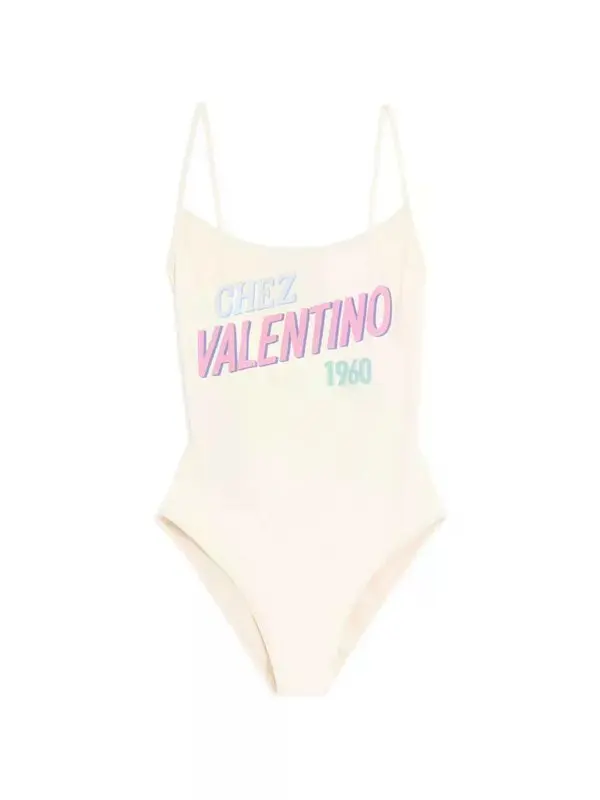 Valentino Garavani One-piece Swimsuit With Chez 1960 Print - Neutrals