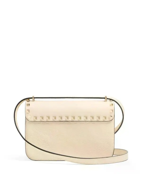 Valentino Garavani Rockstud Small Shoulder Bag In Grainy Calfskin - Neutrals