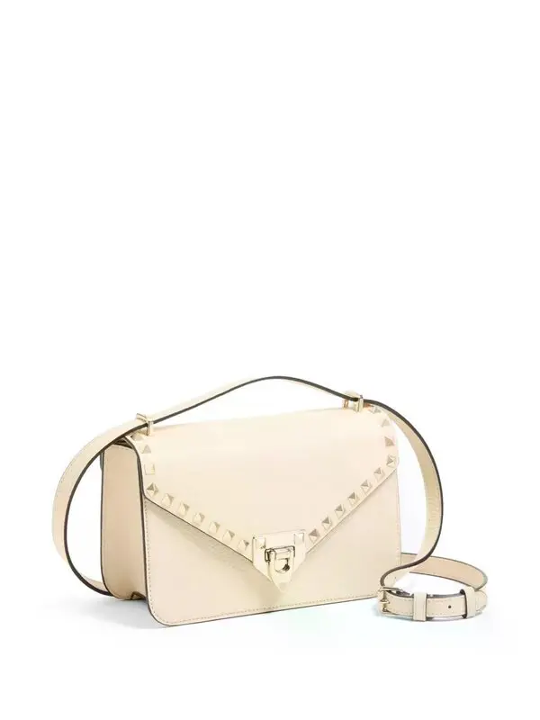 Valentino Garavani Rockstud Small Shoulder Bag In Grainy Calfskin - Neutrals