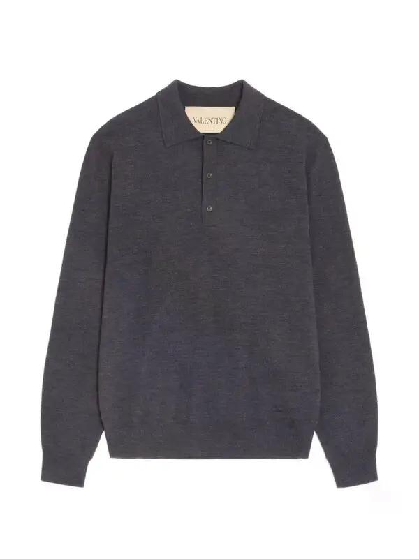 Valentino Garavani Wool Polo With Vlogo Embroidery - Grey