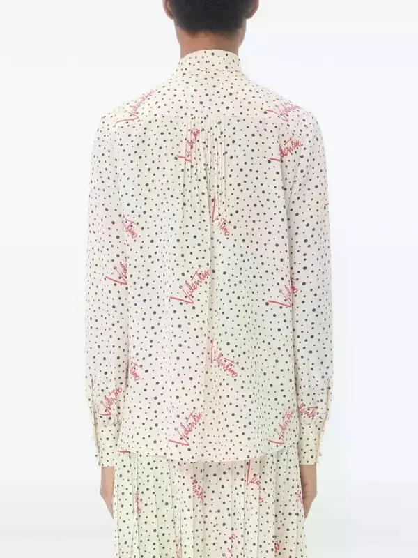 Valentino Garavani Plus De Pois Crepe De Chine Bubble Shirt - Neutrals