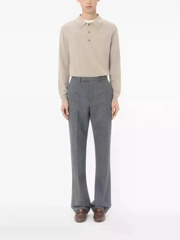 Valentino Garavani Wool Polo Shirt With Vlogo - Neutrals