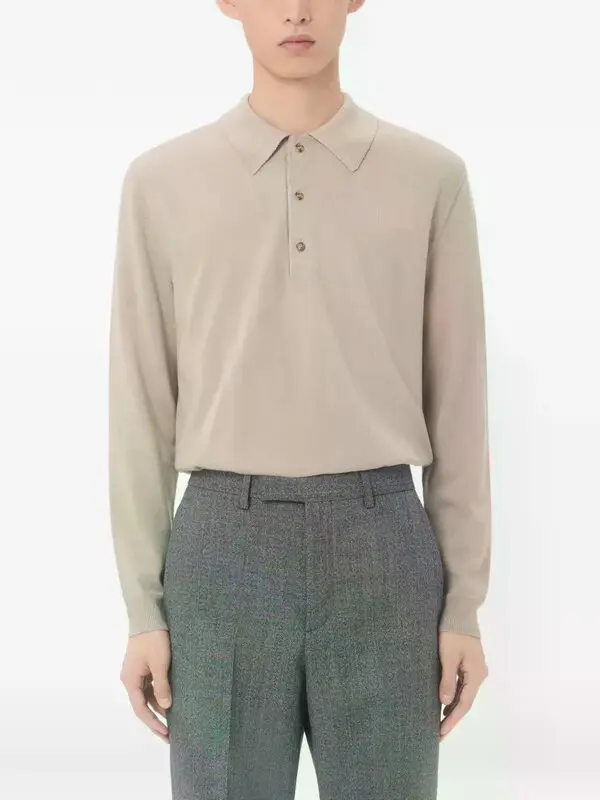 Valentino Garavani Wool Polo Shirt With Vlogo - Neutrals