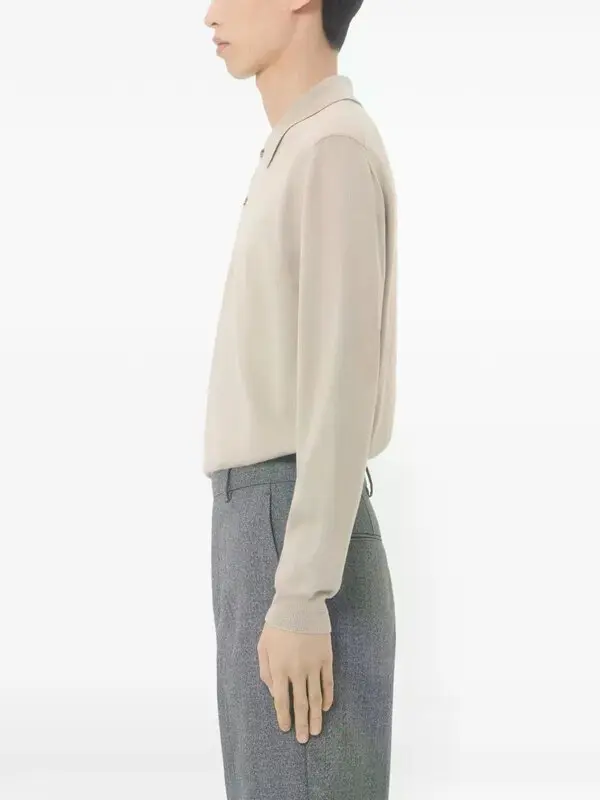 Valentino Garavani Wool Polo Shirt With Vlogo - Neutrals