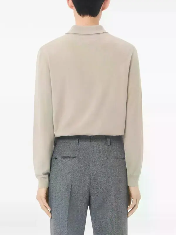Valentino Garavani Wool Polo Shirt With Vlogo - Neutrals