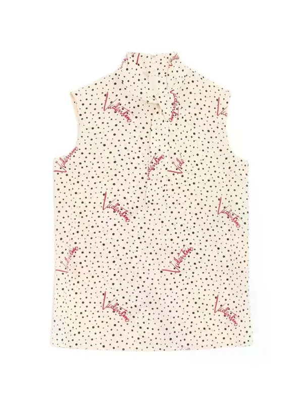 Valentino Garavani Printed Silk Crepe De Chine Bubble Top - Neutrals
