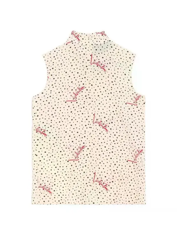 Valentino Garavani Printed Silk Crepe De Chine Bubble Top - Neutrals