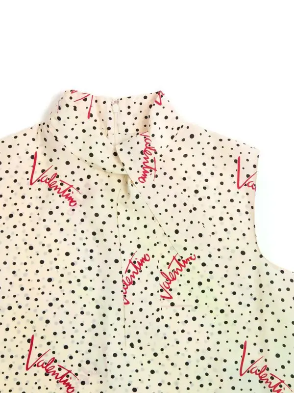 Valentino Garavani Printed Silk Crepe De Chine Bubble Top - Neutrals