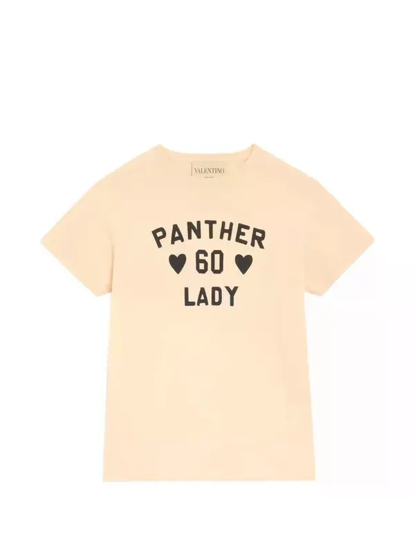 Valentino Garavani Cotton Jersey T-shirt With Panther Lady Print - Yellow