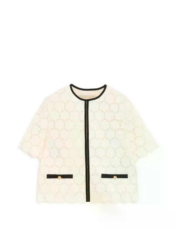 Valentino Garavani Fleurs A Jour Cotton Jacket - Neutrals