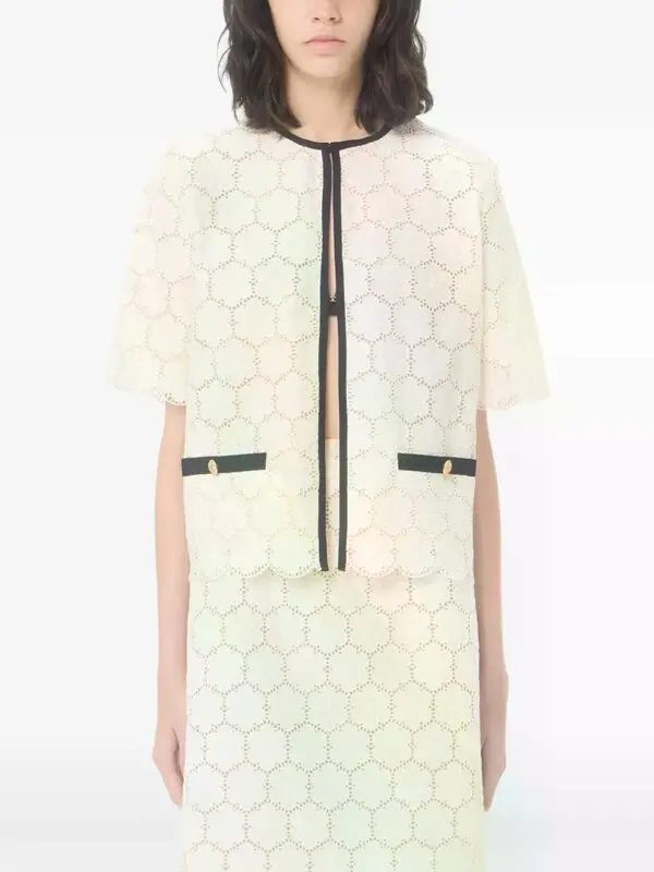Valentino Garavani Fleurs A Jour Cotton Jacket - Neutrals
