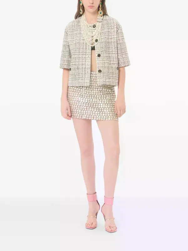 Valentino Garavani Square Tweed Jacket With Vlogo Signature Buttons - Neutrals