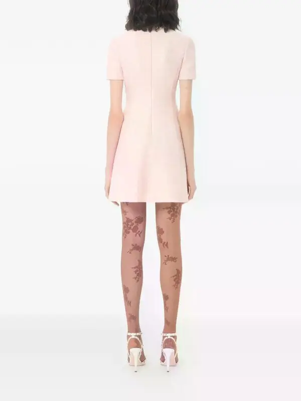 Valentino Garavani Embroidered Crinkle Cotton Tweed Short Dress - Pink