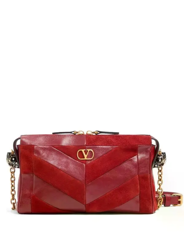 Valentino Garavani Panthea Small Shoulder Bag In Suede And Nappa - Red