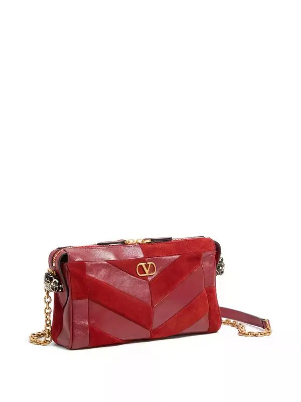 Valentino Garavani Panthea Small Shoulder Bag In Suede And Nappa - Red