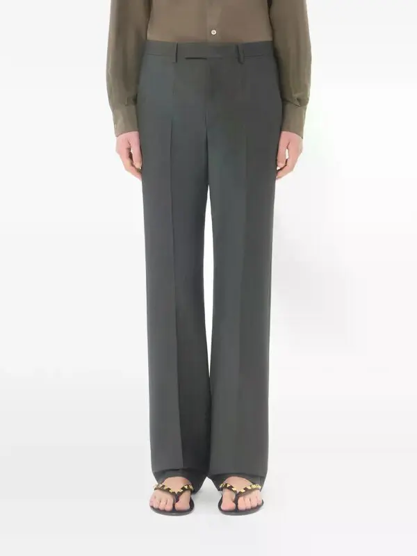 Valentino Garavani Wool Pressed Crease Trousers - Grey