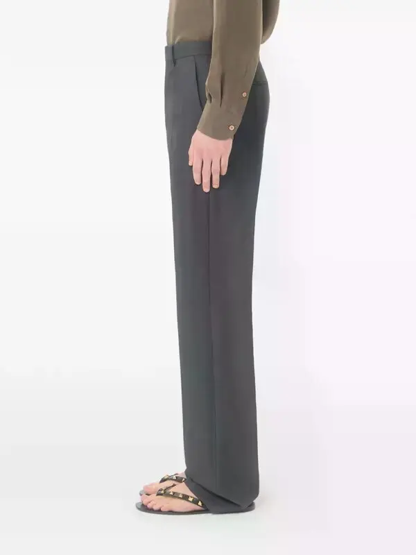 Valentino Garavani Wool Pressed Crease Trousers - Grey