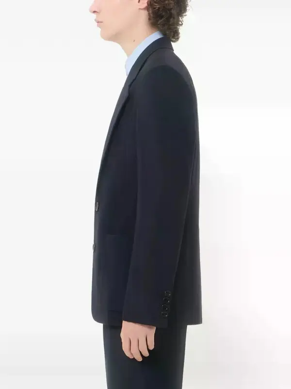 Valentino Garavani Single-breasted Jacket In Natté Wool - Blue