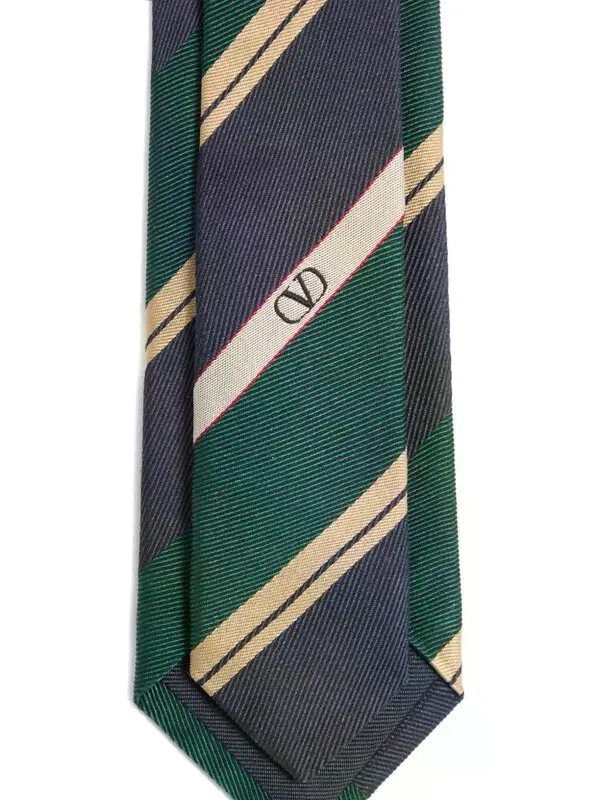 Valentino Garavani Jacquard Regimental Silk Tie - Blue