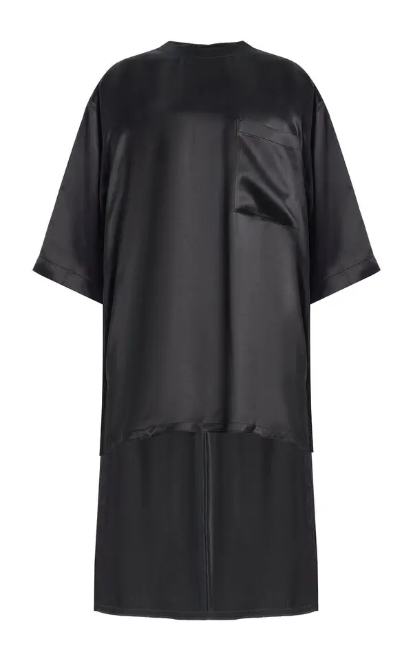 DARKPARK Tara Oversized Satin T-shirt With High-low Hem - Black