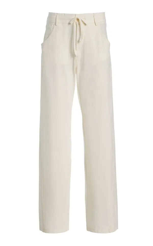 DARKPARK Iris Cotton Jersey Paper-bag Waist Pants - White
