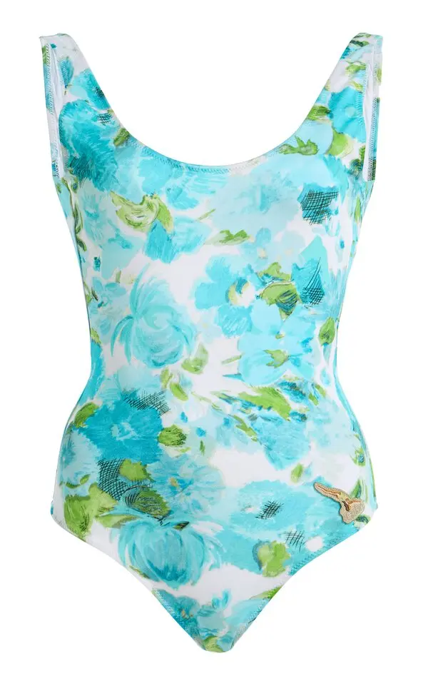 Chloé Floral Print One-piece Swimsuit - Light Blue