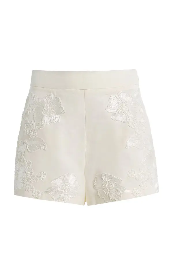 Simkhai Sammie Embroidered Linen-blend Shorts - Ivory