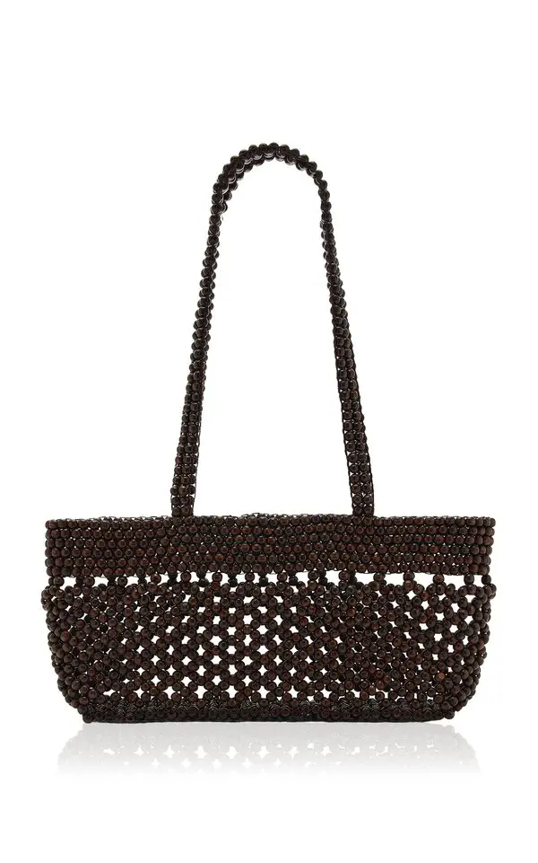 CORDERA Wood Beaded Mini Baguette Bag