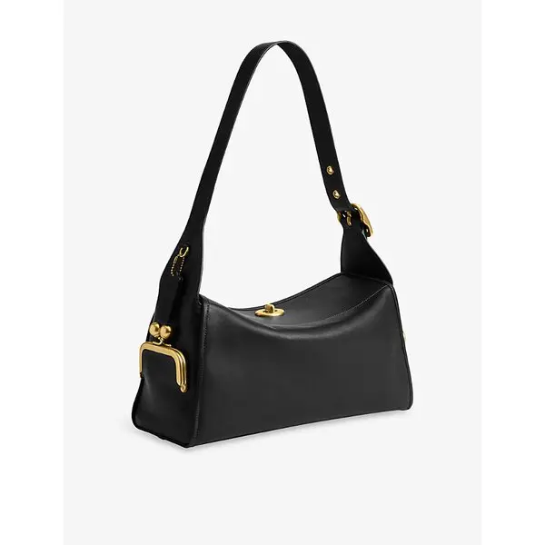 COACH Turnlock Haversack Leather Shoulder Bag - Black