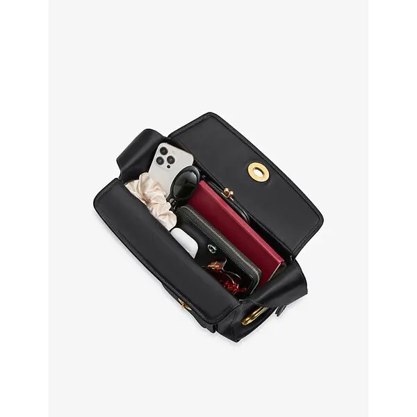 COACH Turnlock Haversack Leather Shoulder Bag - Black