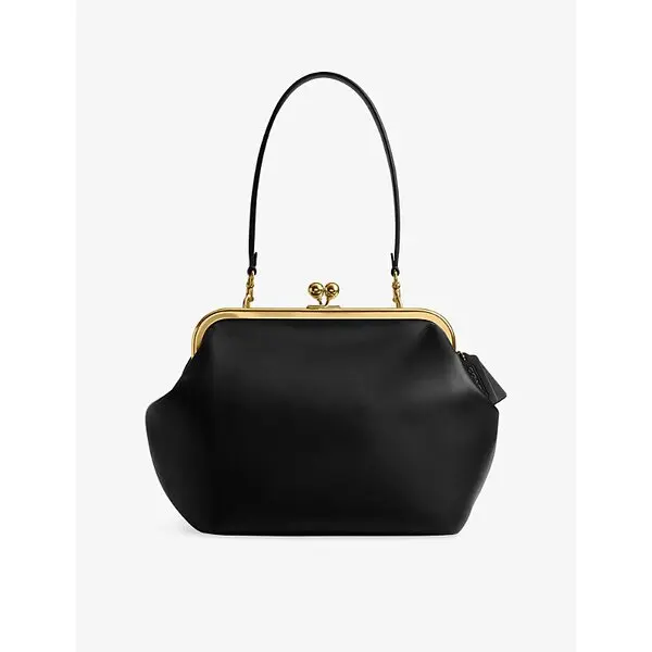 COACH Kisslock Frame 27 Leather Shoulder Bag - Black