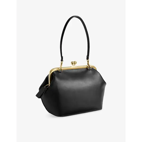 COACH Kisslock Frame 27 Leather Shoulder Bag - Black