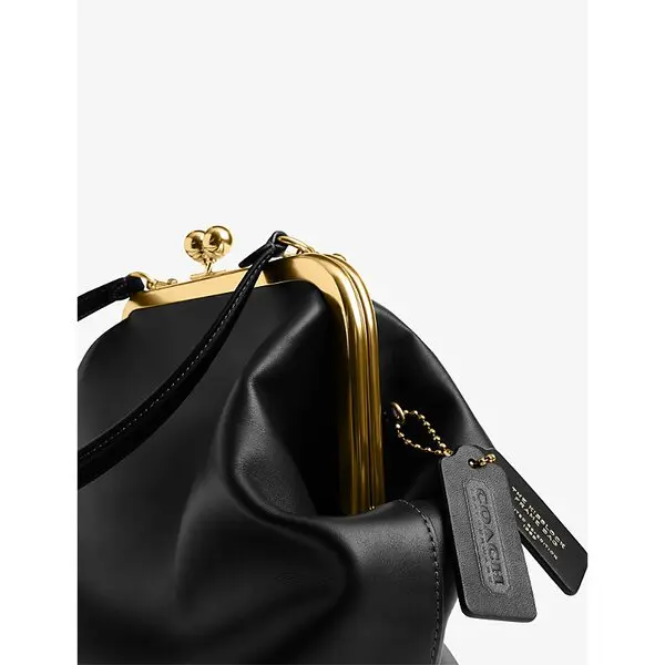 COACH Kisslock Frame 27 Leather Shoulder Bag - Black