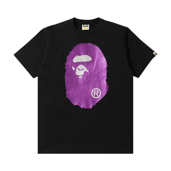 A BATHING APE Glitter Big Ape Head Tee - Black
