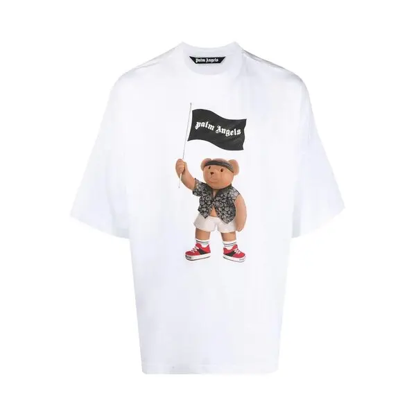 Palm Angels Pirate Teddy Bear Print T-shirt - White