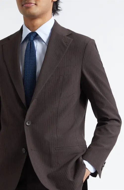 J. MUESER Waverly Tapered Virgin Wool Seersucker Suit