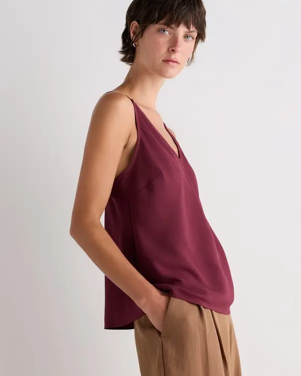 Quince Matte V-neck Cami - Cabernet Red