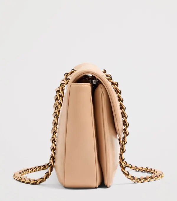 Valentino Garavani Lambskin Djuna Shoulder Bag With Gold Tone Vlogo - Nude