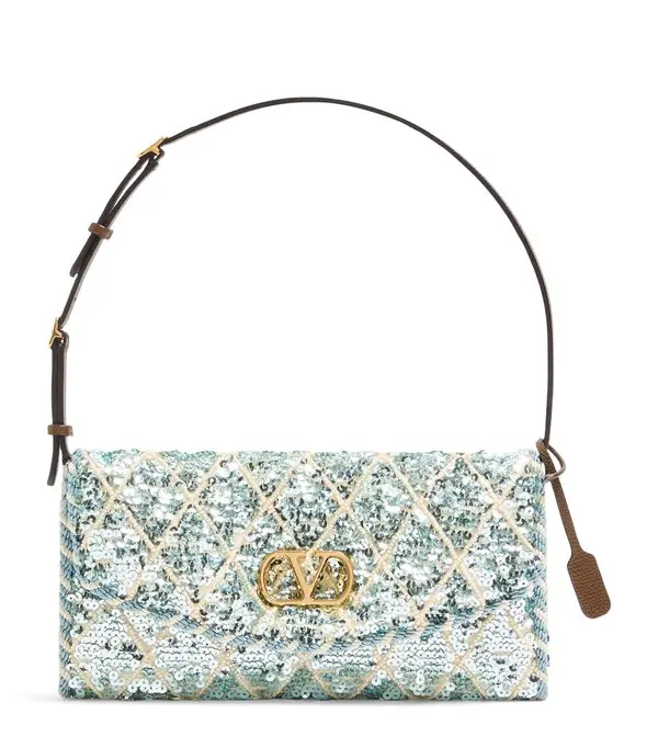 Valentino Garavani Sequined Shoulder Bag - Blue