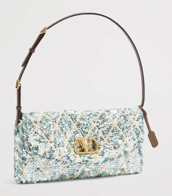 Valentino Garavani Sequined Shoulder Bag - Blue