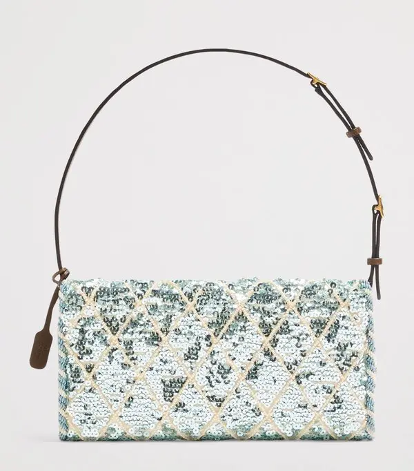 Valentino Garavani Sequined Shoulder Bag - Blue