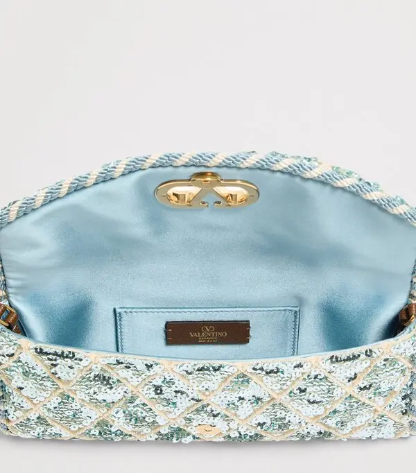 Valentino Garavani Sequined Shoulder Bag - Blue