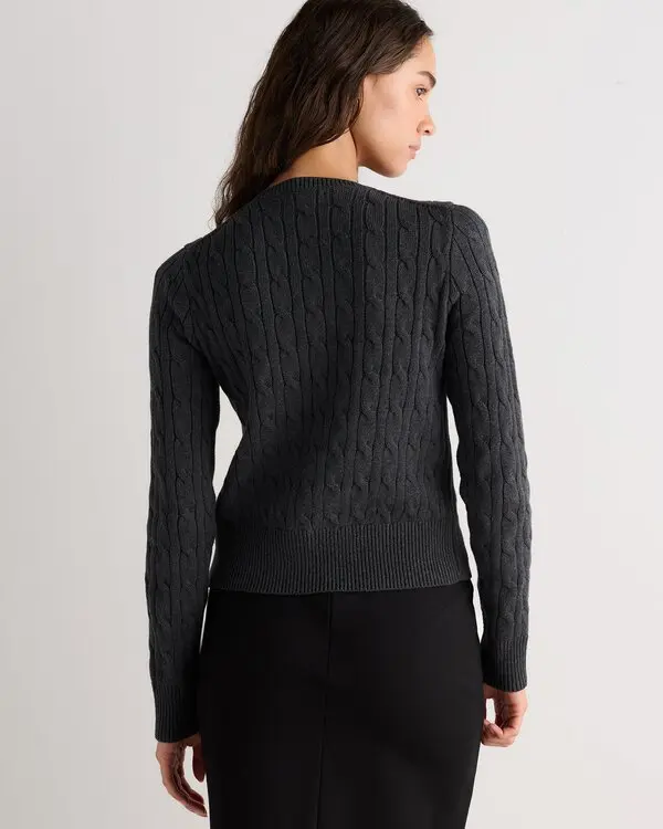 Quince Organic Cotton Cable Cardigan - Charcoal