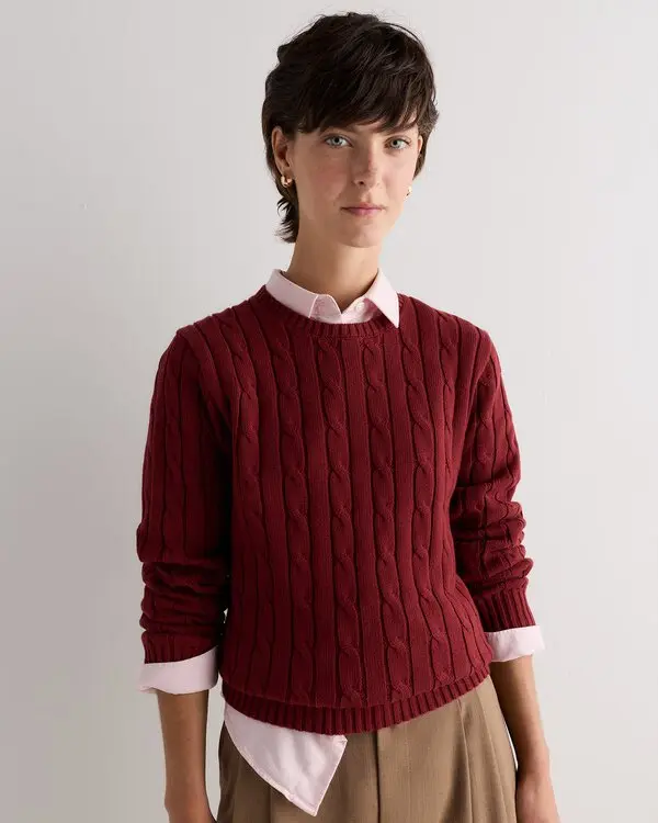 Quince Organic Cotton Sweater - Deep Brick Red