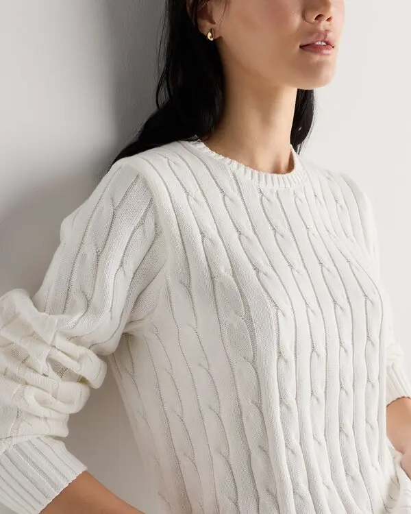 Quince Organic Cotton Cable Knit Crewneck Sweater