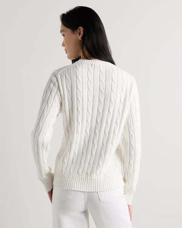 Quince Organic Cotton Cable Knit Crewneck Sweater